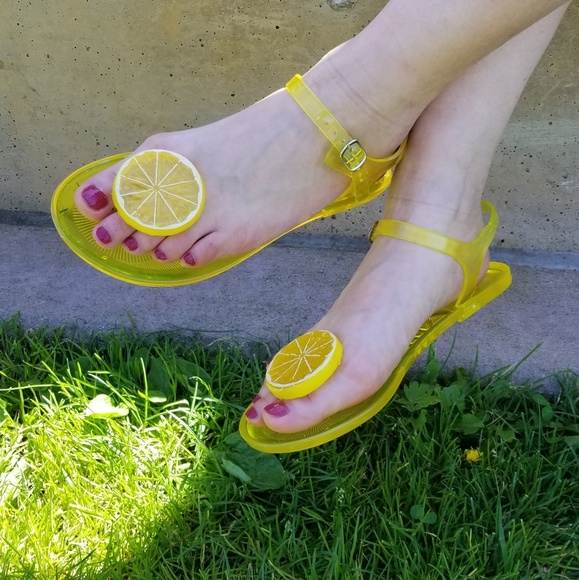 No Brand | Shoes | Summer Lemon Yellow Jelly Ankle Strap Sandals | Poshmark